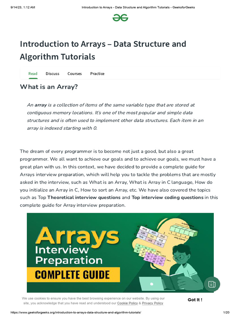 Introduction To Arrays - Data Structure and Algorithm Tutorials | PDF Introduction To Arrays - Data Structure and Algorithm Tutorials | PDF