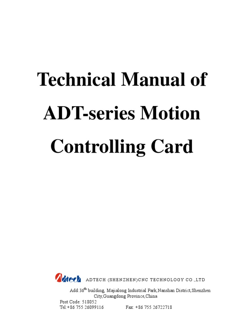 Adt Series Motion Control Card | PDF | Power Supply | Servomechanism
