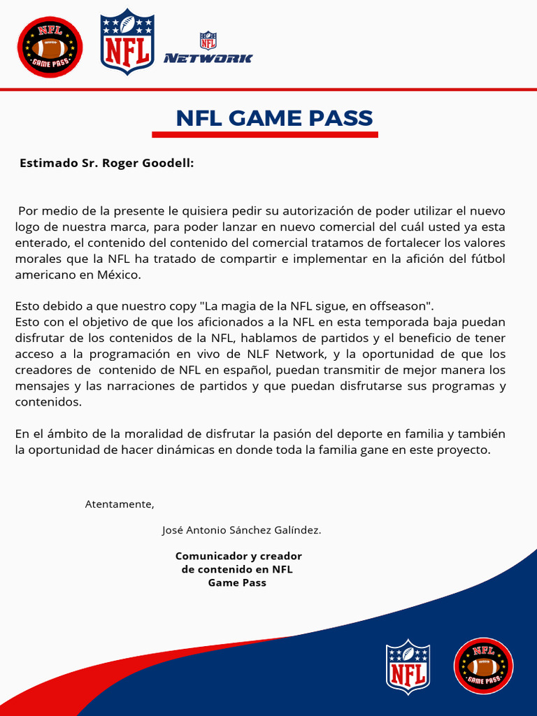 Autorización para uso de logo NFL | PDF | Deportes y actividades al ...