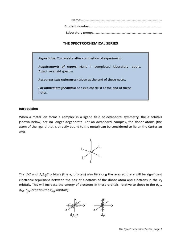 Spectrochemical Series | Download Free PDF | Ligand | Coordination Complex