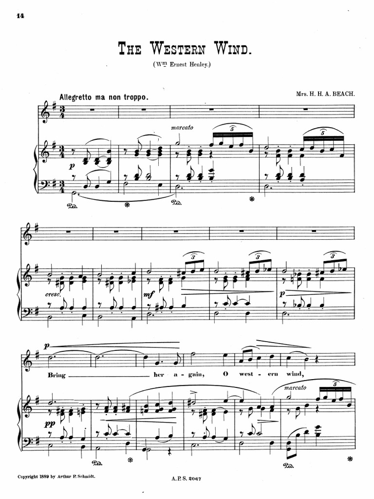 The Western Wind - Amy Beach | PDF