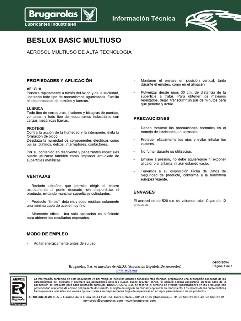 Beslux Multiusos | PDF | Lubricante | Química