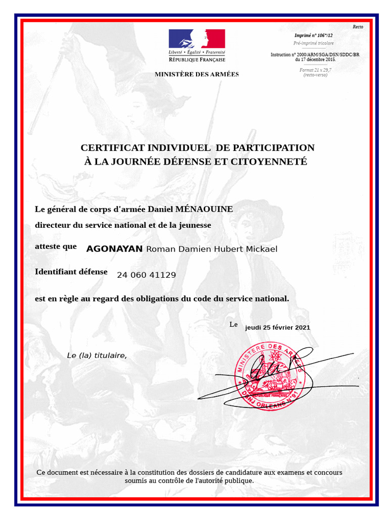 Certificat Roman JDC | PDF