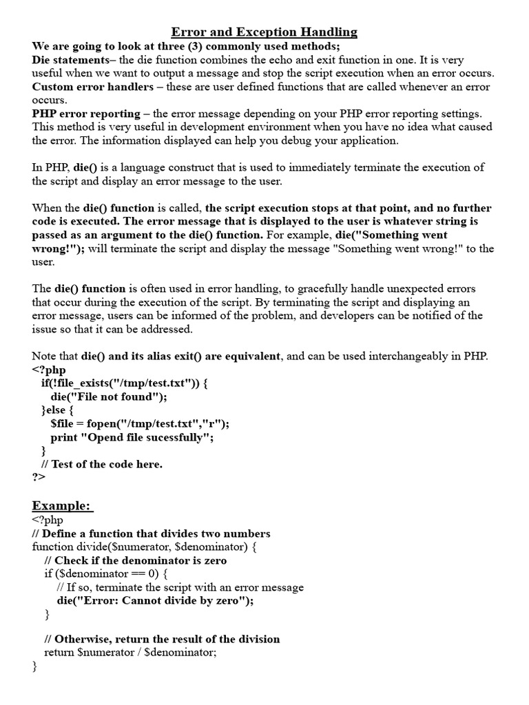 PHP Errors | PDF