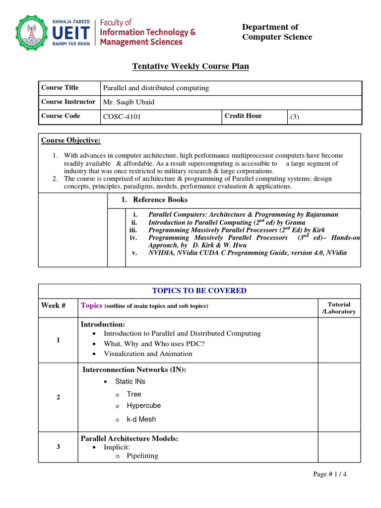 Cosc 4101 Parallel And Distributed Computing Final Pdf Parallel Computing Message Passing