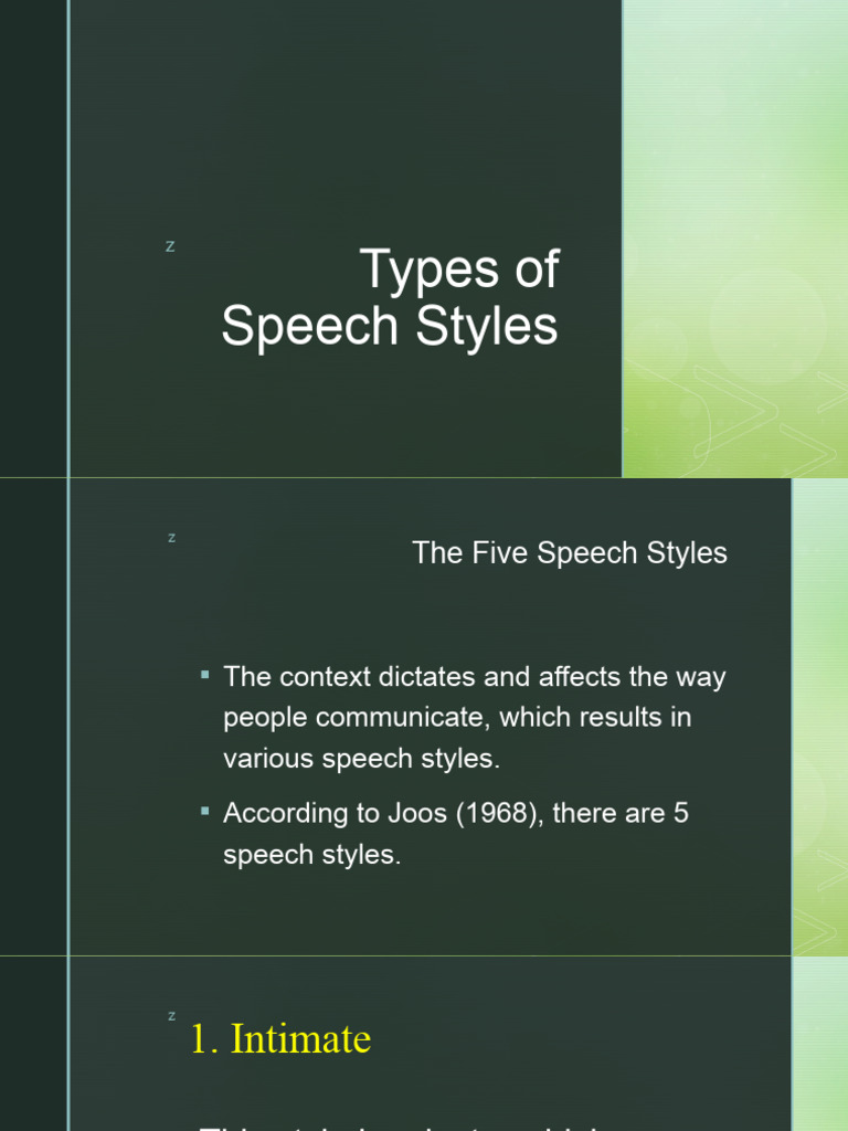 Types of Speech Styles Explained | PDF | Career & Growth