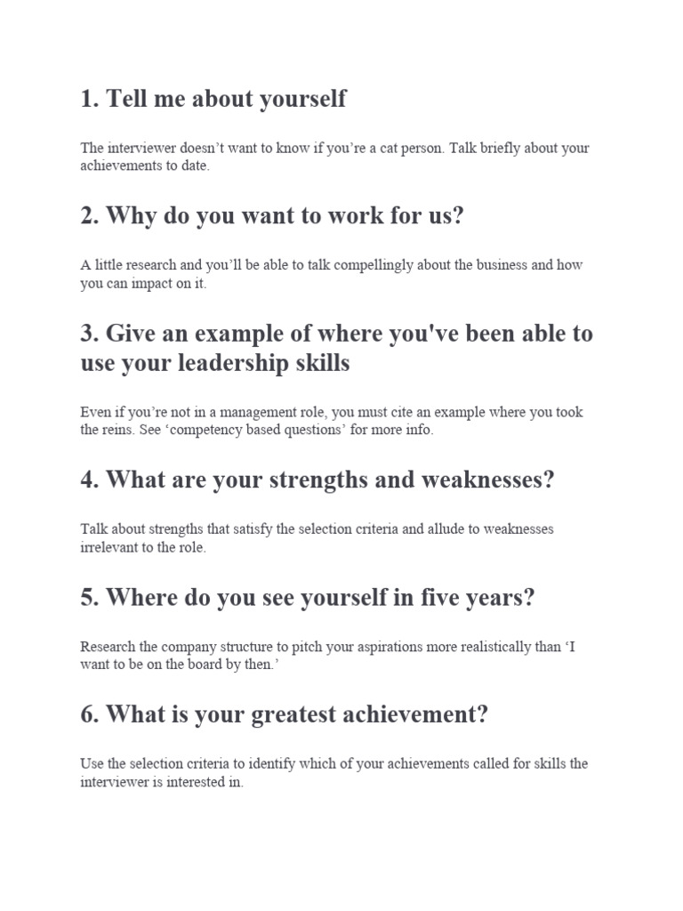 Interview Questions | PDF | Experience | Prison