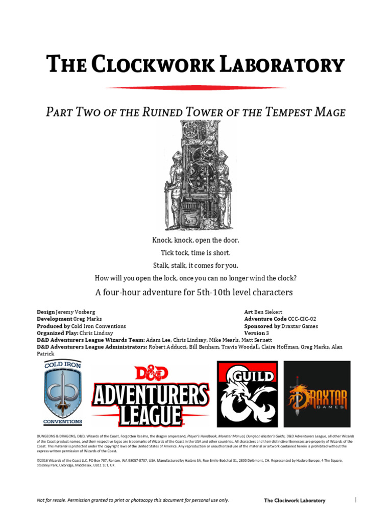 CCC-CIC-02 The Clockwork Laboratory | Download Free PDF | Dungeons ...