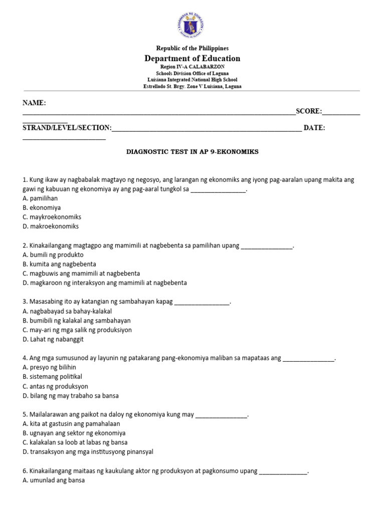 Ap 9 Diagnostic With Tos RMP | PDF