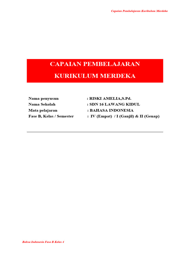 1. KI KD atau Capaian Pembelajaran | PDF