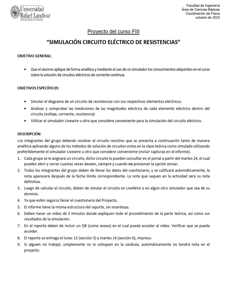 Proyecto Fiii 2C2023 | Descargar gratis PDF | Simulación | Red eléctrica