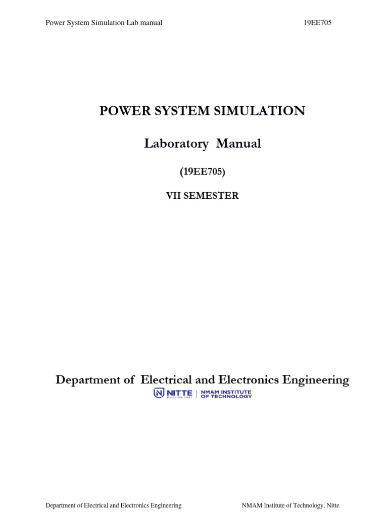 Power System Simulation Lab Manual | PDF | Science & Mathematics