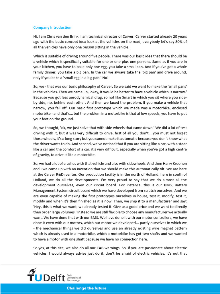 eCARS2x - 2019 - T2-1 - Company - Introduction-Caso Practico 6 | PDF | Vehicles | Transport