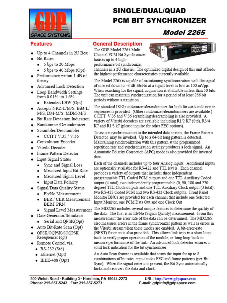 GDP 2265-Spec-Sheet | PDF | Electronic Engineering | Signal Processing