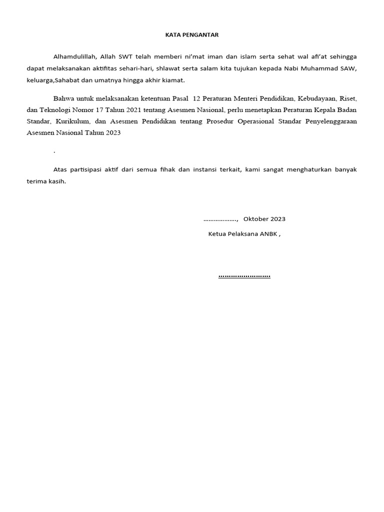 Contoh Proposal ANBK 2023 | PDF