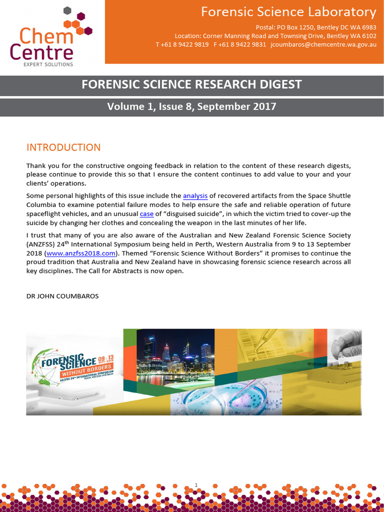 Forensic Science Research Digest Sept 2017 | PDF | Substance Abuse ...