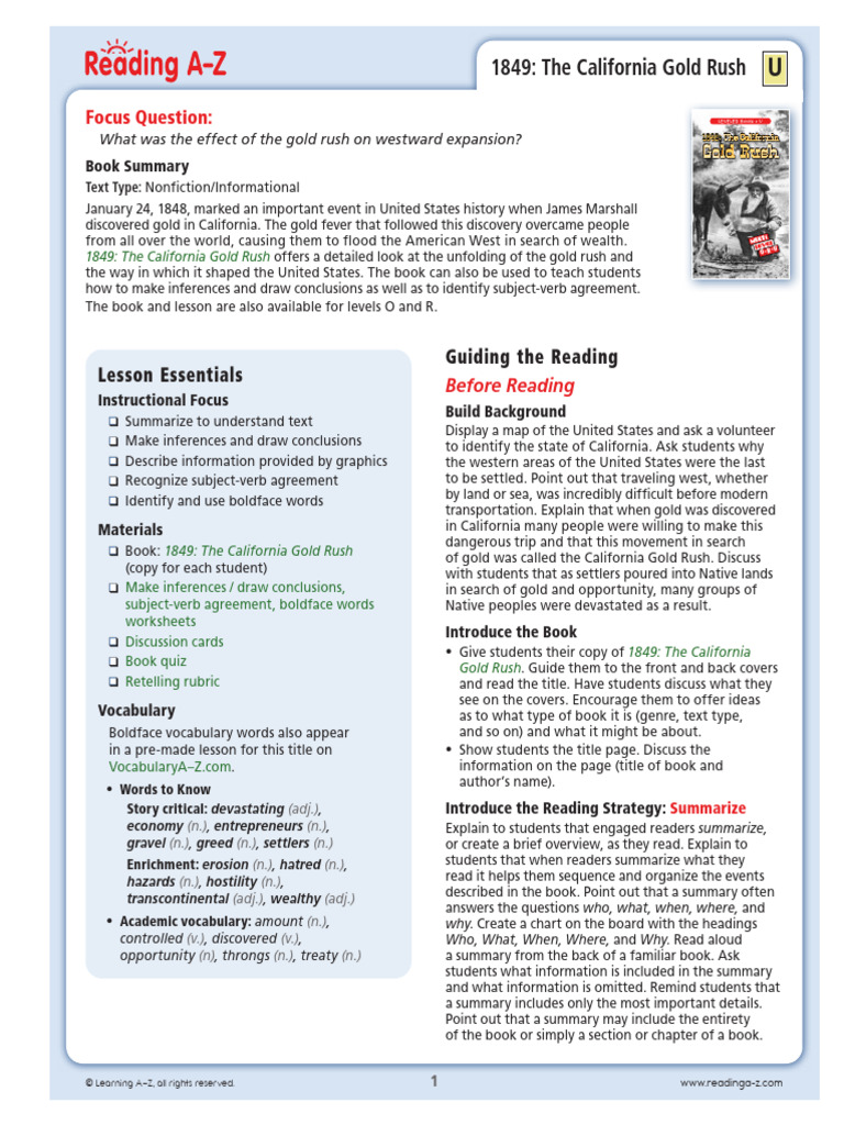 Gold Rush Impact on Expansion | PDF | Reading Comprehension | Books