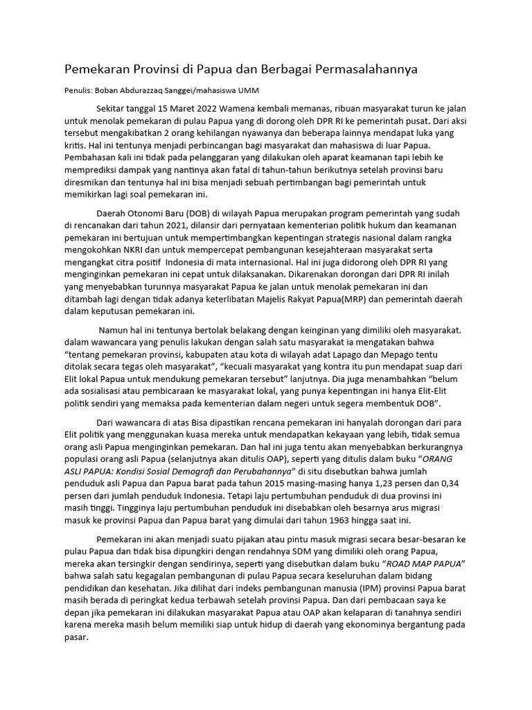 DOB Papua | PDF