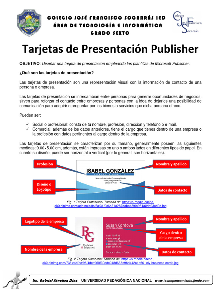 Tarjetas de Presentación en Publisher | PDF