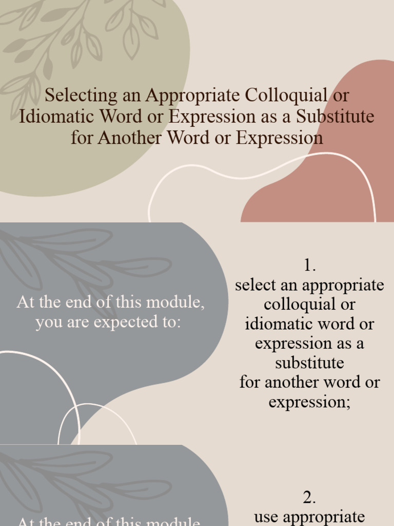 Choosing Colloquial and Idiomatic Terms | PDF | Idiom | Linguistics