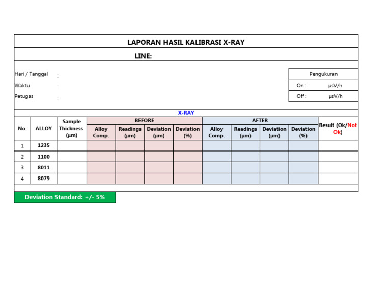 X-Ray - Calibration Report Form | PDF