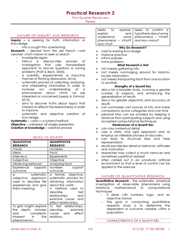 Practical Research II Grade 12 (1st Quarter) | PDF | Survey Methodology | Experiment