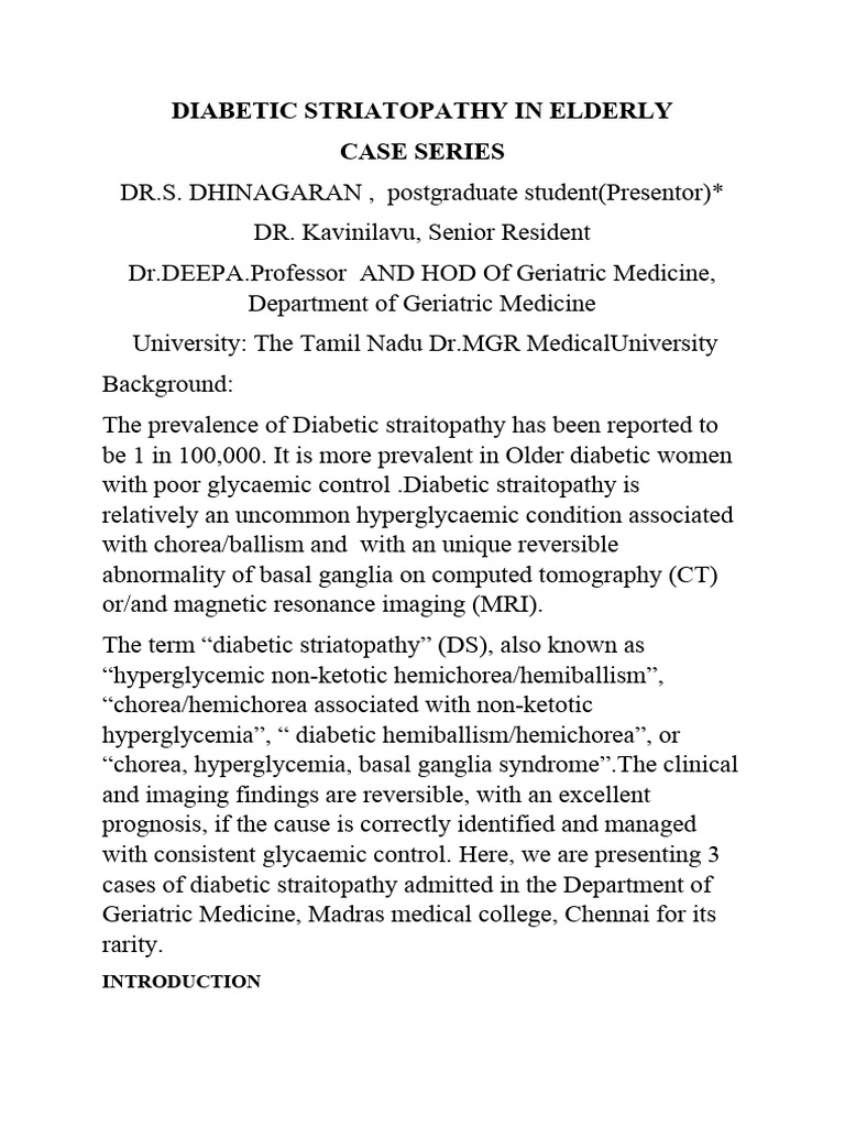 Diabetic Striatopathy Poster | PDF | Hyperglycemia | Clinical Medicine