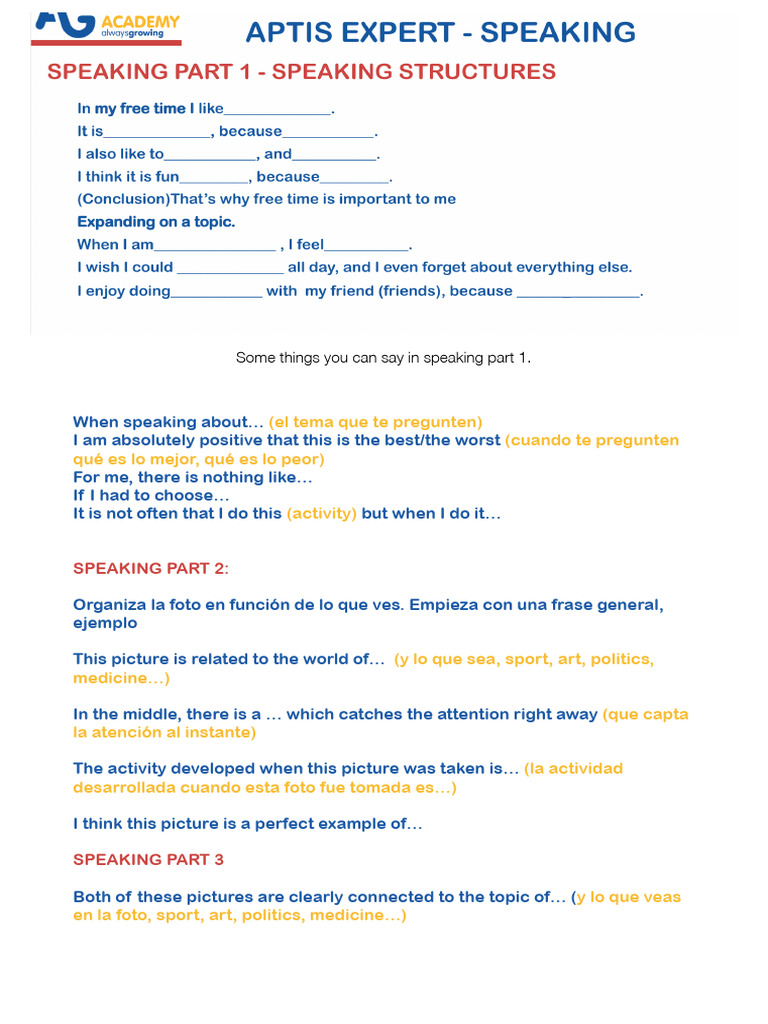 Speaking Aptis 6 | PDF