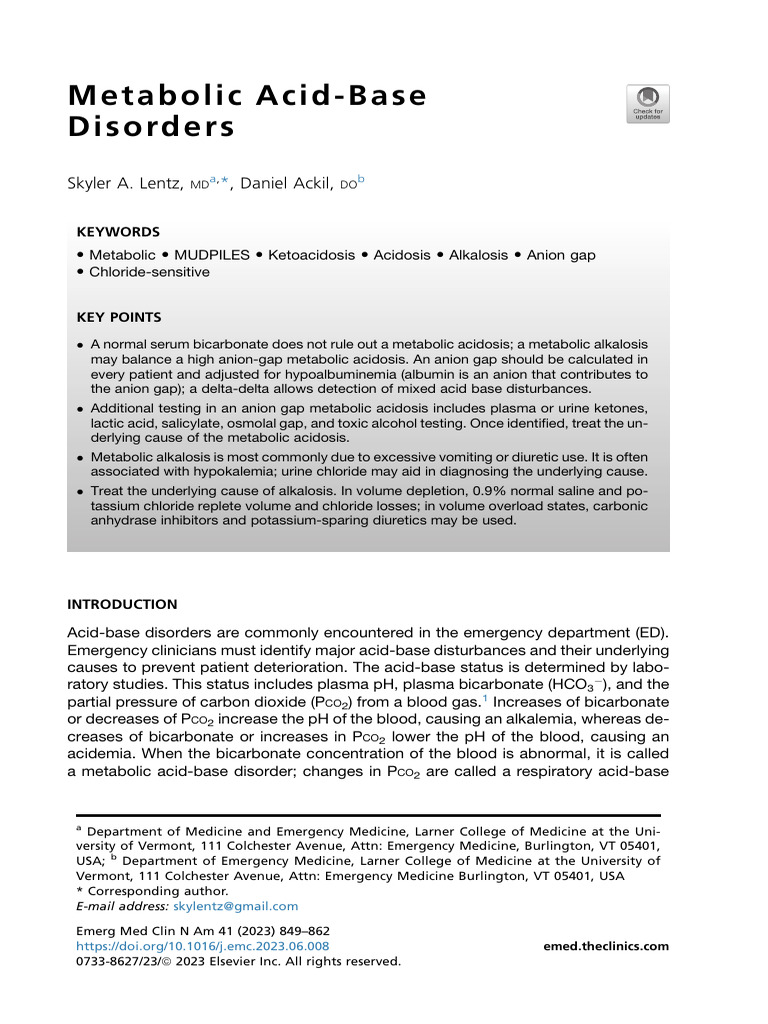 Metabolic Acid-Base Disorders Guide | PDF | Intensive Care Medicine ...