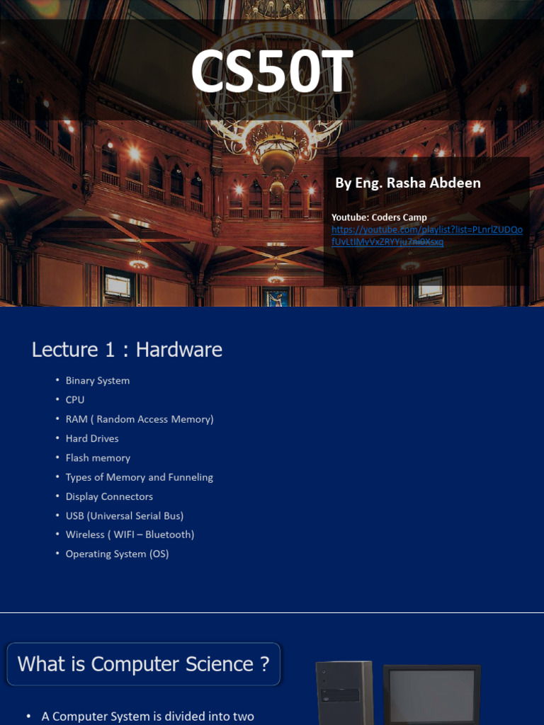 CS50T - Lecture1 Hardware - Rasha Abdeen | PDF | Solid State Drive | Computer Data Storage