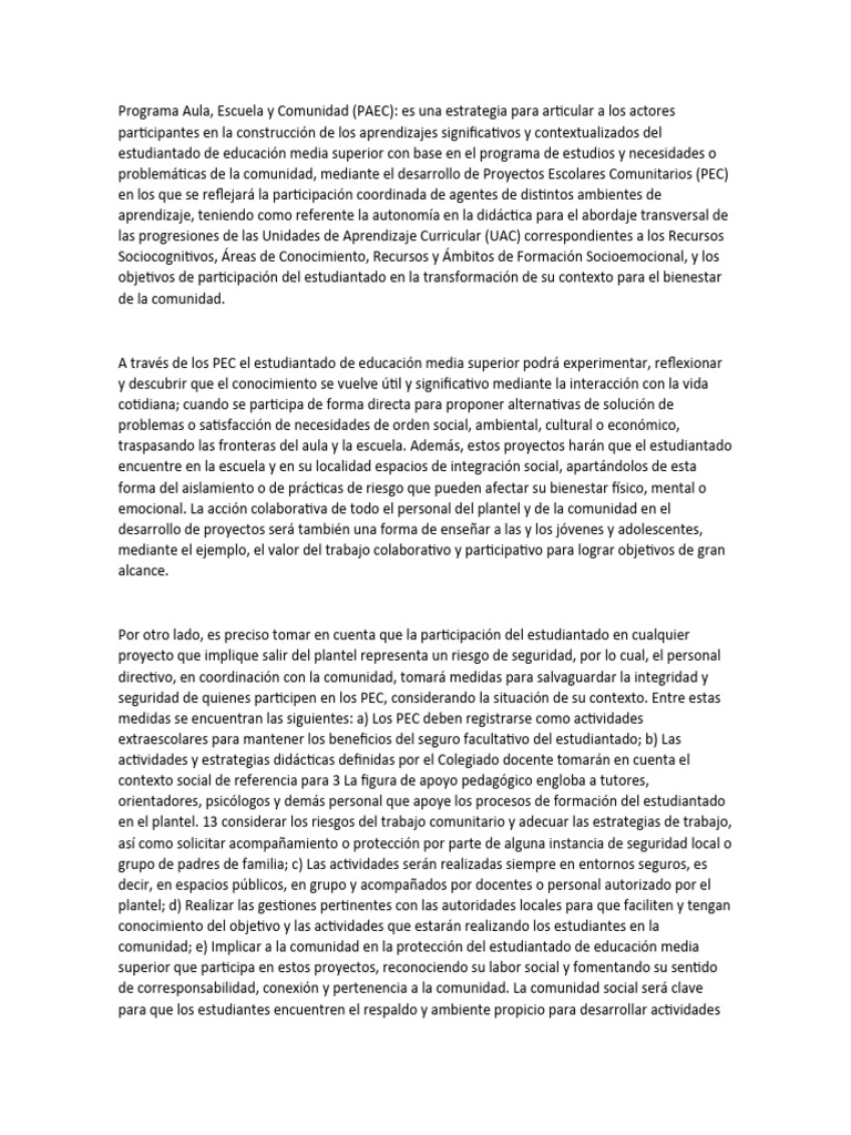 Paec Pec | PDF | Plan de estudios | Enseñando