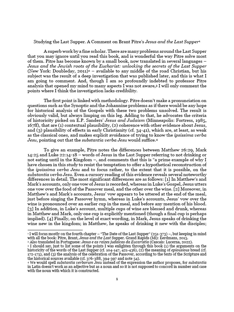Brant Pitre Jesus And The Last Supper Re 1 Pdf