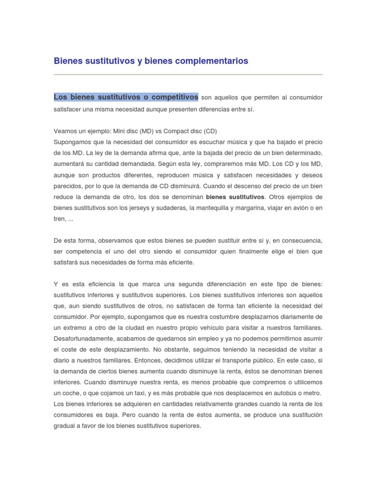 Bienes Sustitutivos y Bienes Complementarios | PDF | Bienes | Coche