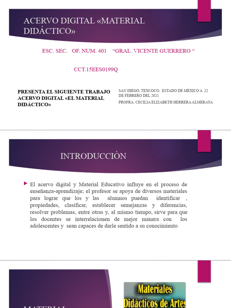 Acervo Digital y Material Didáctico en Secundaria | PDF | Aprendizaje ...