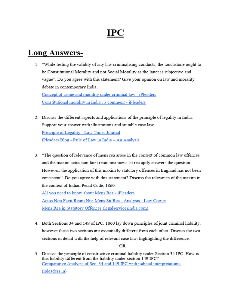 Long Answers | Download Free PDF | Crimes | Crime & Violence