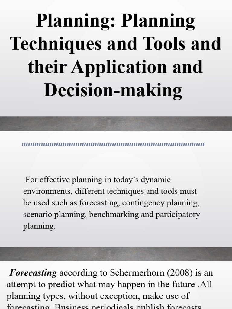 Planning Technique | PDF | Forecasting | Decision Making
