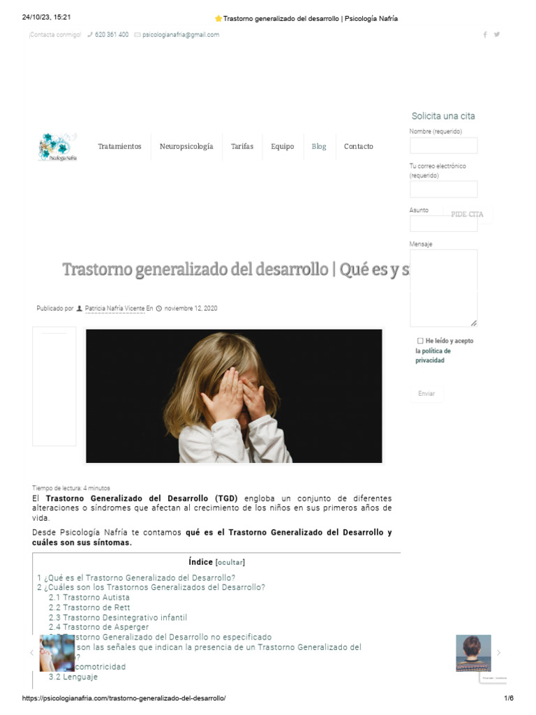 Trastorno Generalizado Del Desarrollo - Psicología Nafría | PDF | Espectro autista | Síndrome de ...