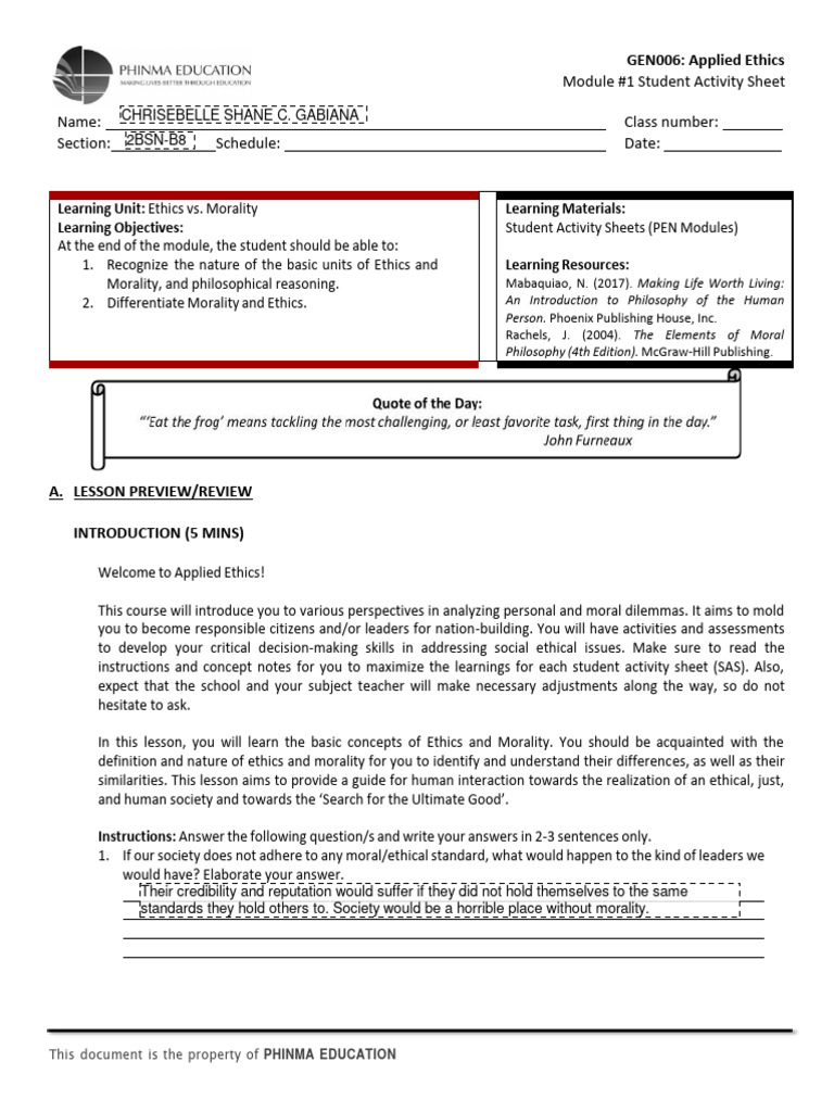 Sas 1 | PDF | Morality | Human Communication