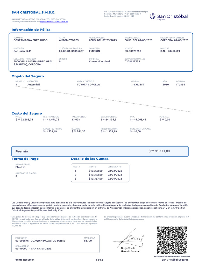 SC Doc-Factura | PDF | Póliza de seguros