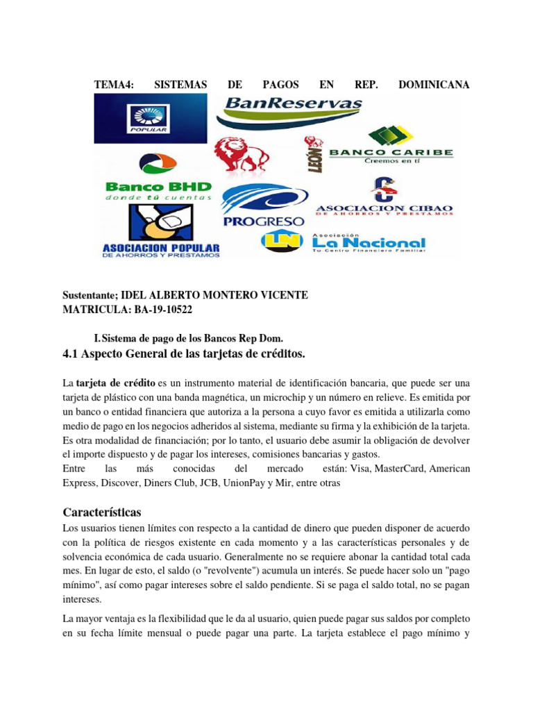 TEMA 4 Sistema de Pagos | Descargar gratis PDF | Tarjeta de crédito | Cheque