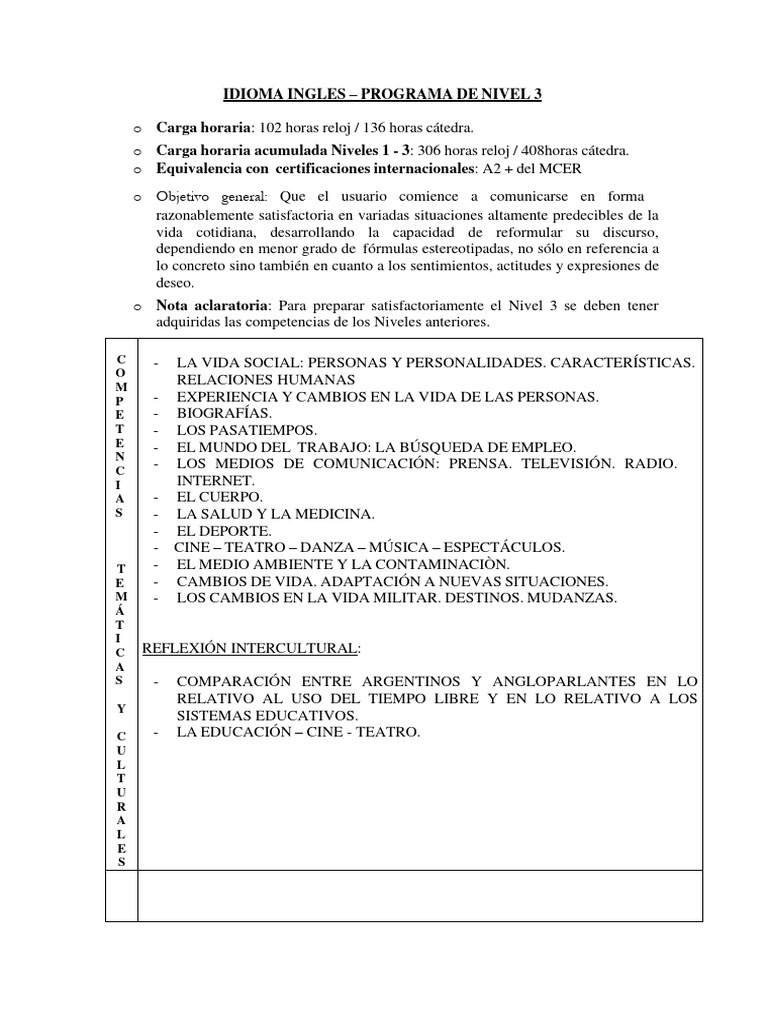 Ingles Nivel 3 | PDF