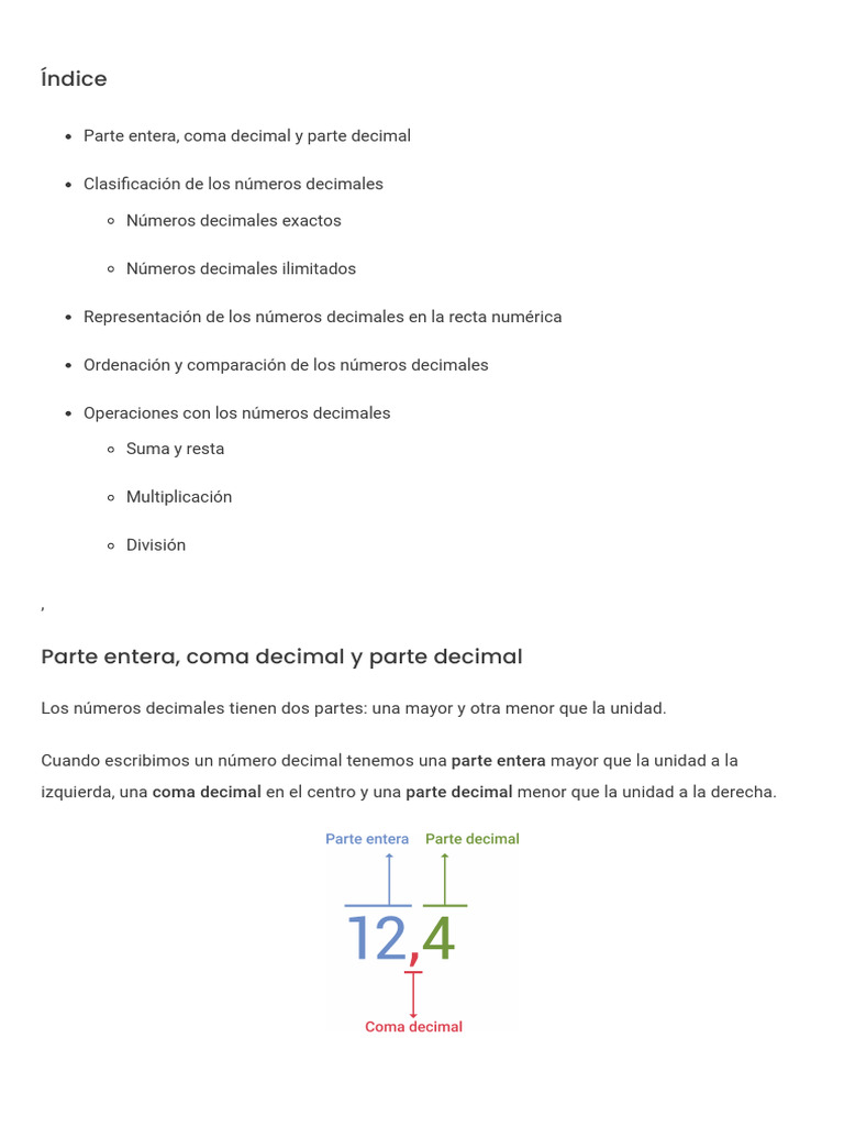 Clasificación y operaciones con decimales | PDF | Decimal | Pi