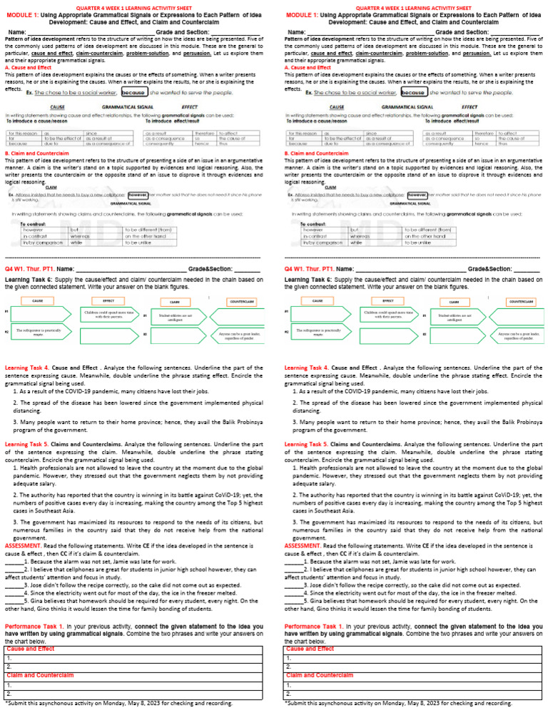 English8 Q4 W1 LAS | PDF | Cognition | Cognitive Science
