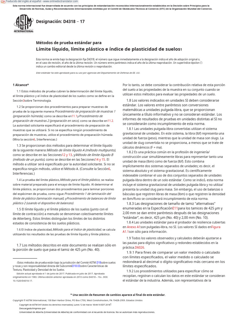 Astm d4318 17 Liquid Limit Plastic Limit and Plasticity Indexpdf PDF ...