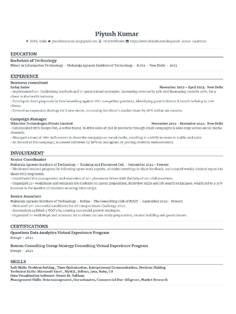 Piyush Kumar Resume | PDF