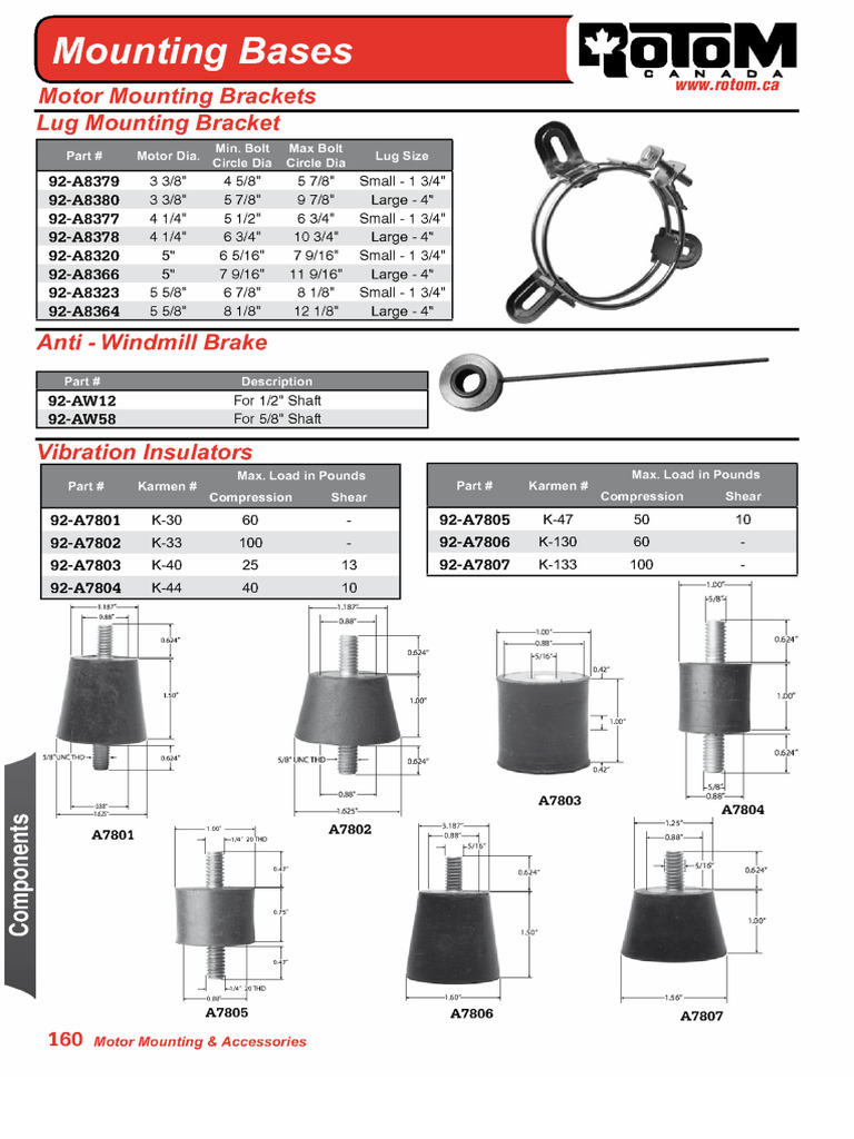 Rotom Motor Mounting Bases 92-A8377 SPEC | PDF