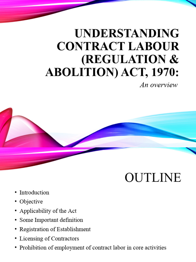 Contract Labour (Regulation & Abolition) Act-1 | PDF | Employment ...