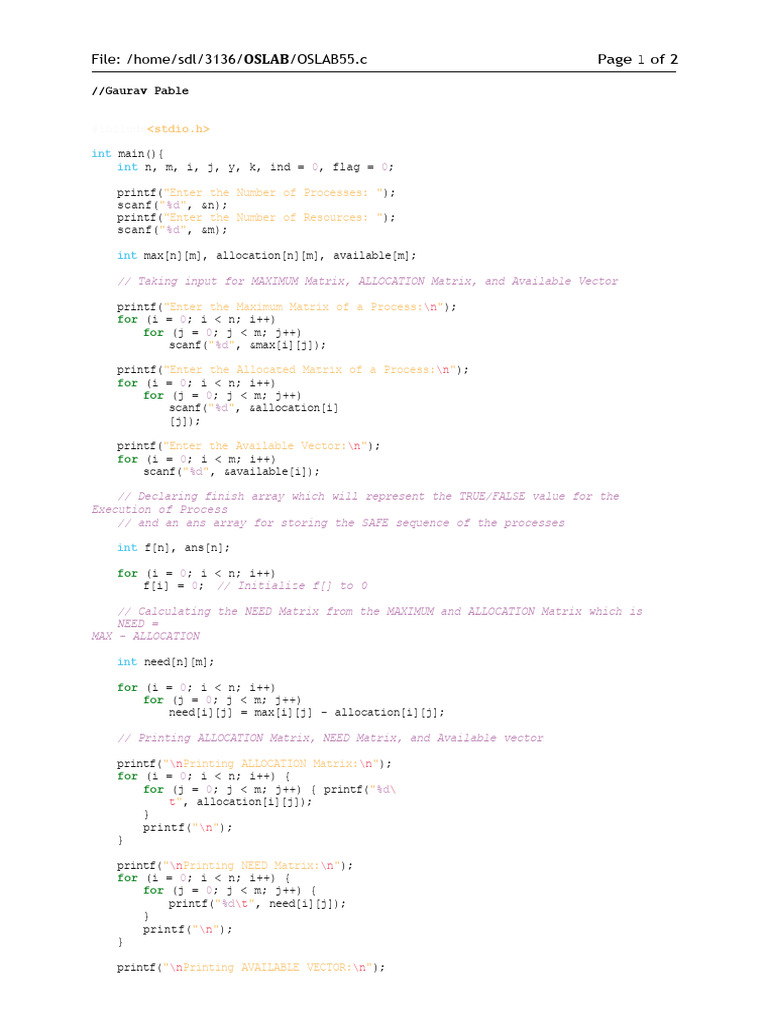 LAB - 5 (Banker's) - Code | PDF | Computer Programming | Computing