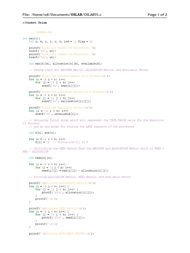 LAB - 5 (Banker's) - Code | PDF | Computer Programming | Computing