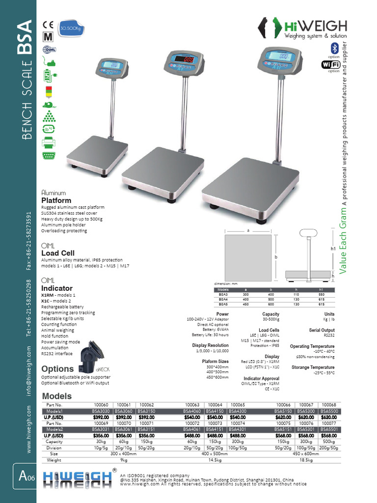 BSA - Platform Scale HiWEIGH-2018 | PDF | Manufactured Goods